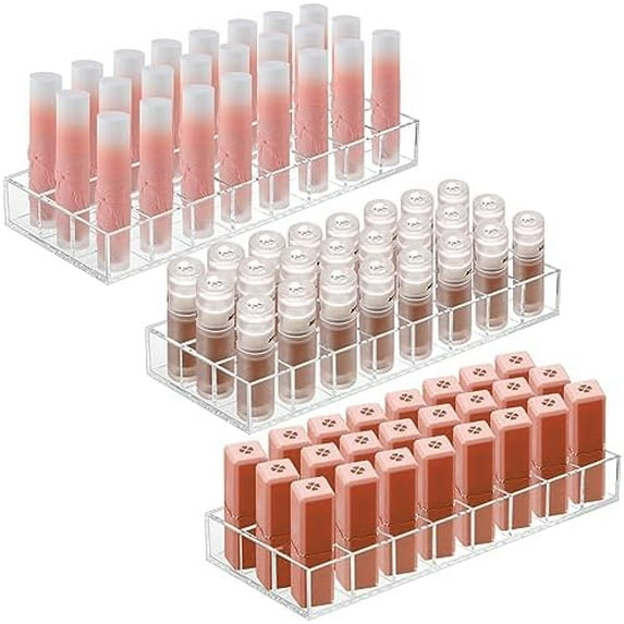 3 count Clear Lipstick Organizer Lip Gloss Holder Storage Lipstick ...