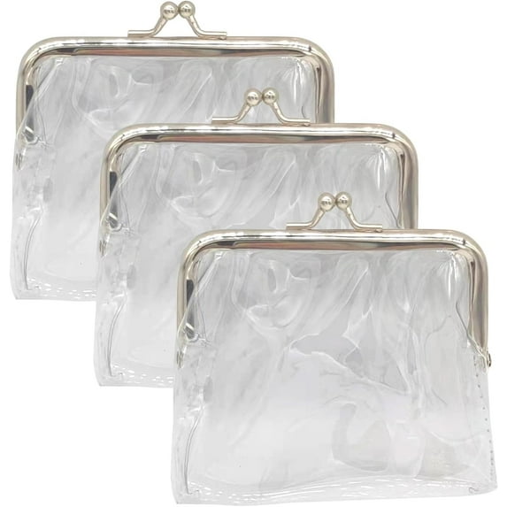 3 count Clear Purse,Transparent Change Purse,Jelly Wallets ,PVC -Lock ...