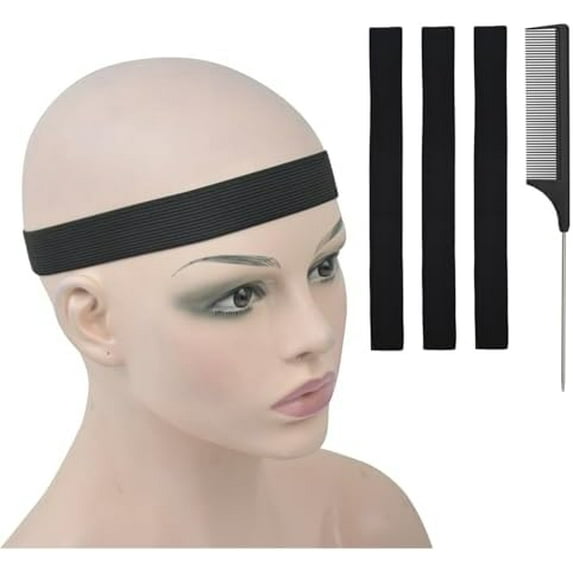 3 count Elastic Band Lace Melting Bands Adjustable Wig Headbands for ...