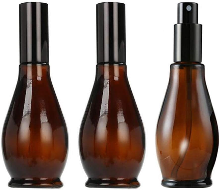 3 count Empty Refillable Glass Bottle Jars with Black Cap Vials Sample ...