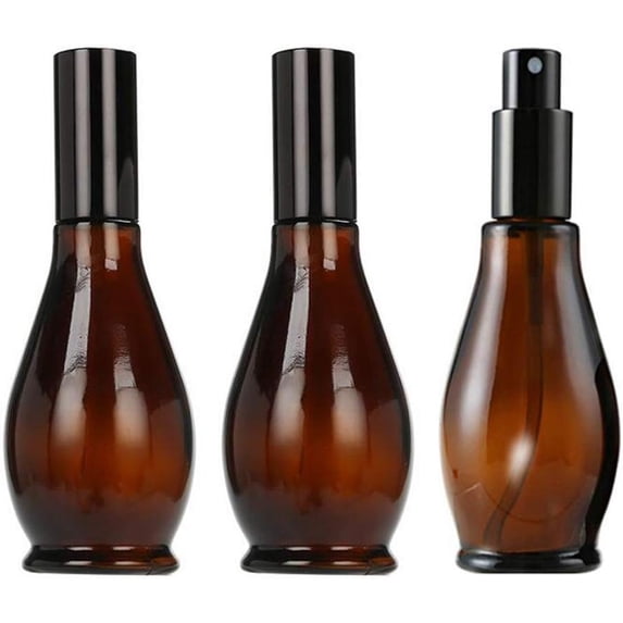 3 count Empty Refillable Glass Bottle Jars with Black Cap Vials Sample ...
