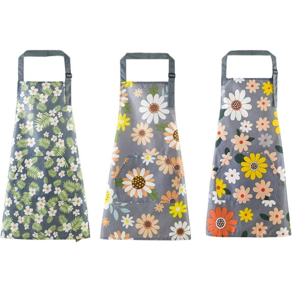 3 count Floral Aprons with Pockets, Womens Apron with Adjustable ...