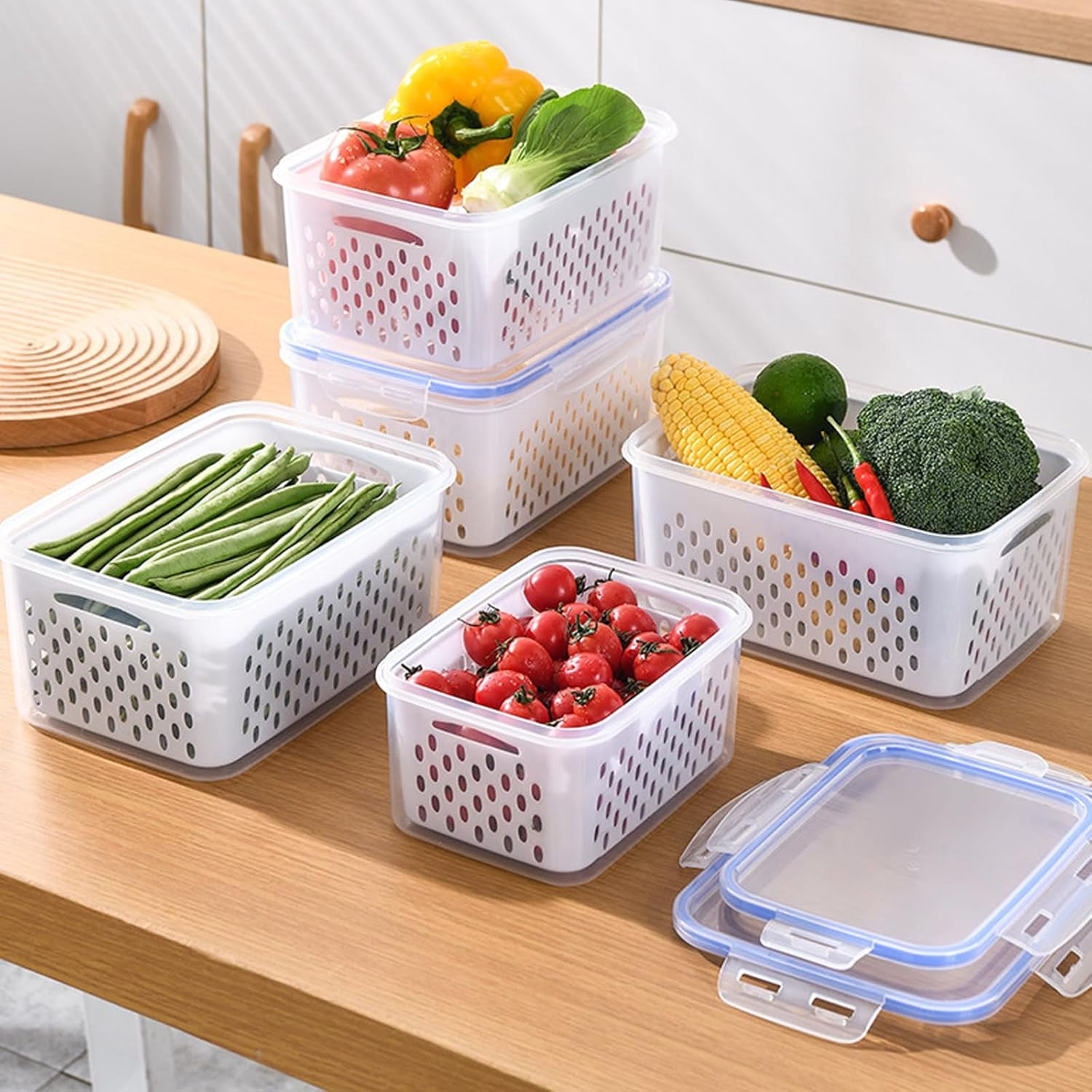 3 count Fruit Storage Containers for Fridge Storage Container Set with ...