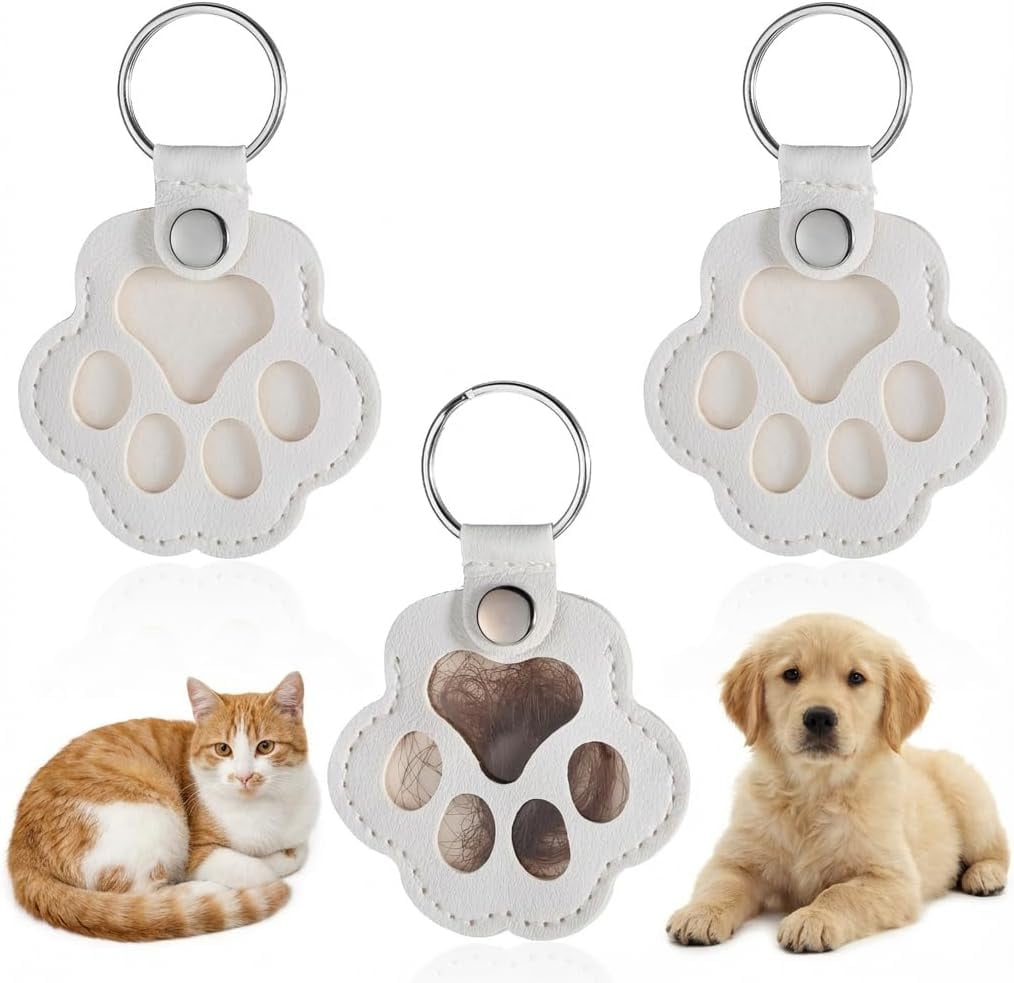 3 count Hair , Memory Keepsake Cats Dogs Pet Paw Print White Storage ...