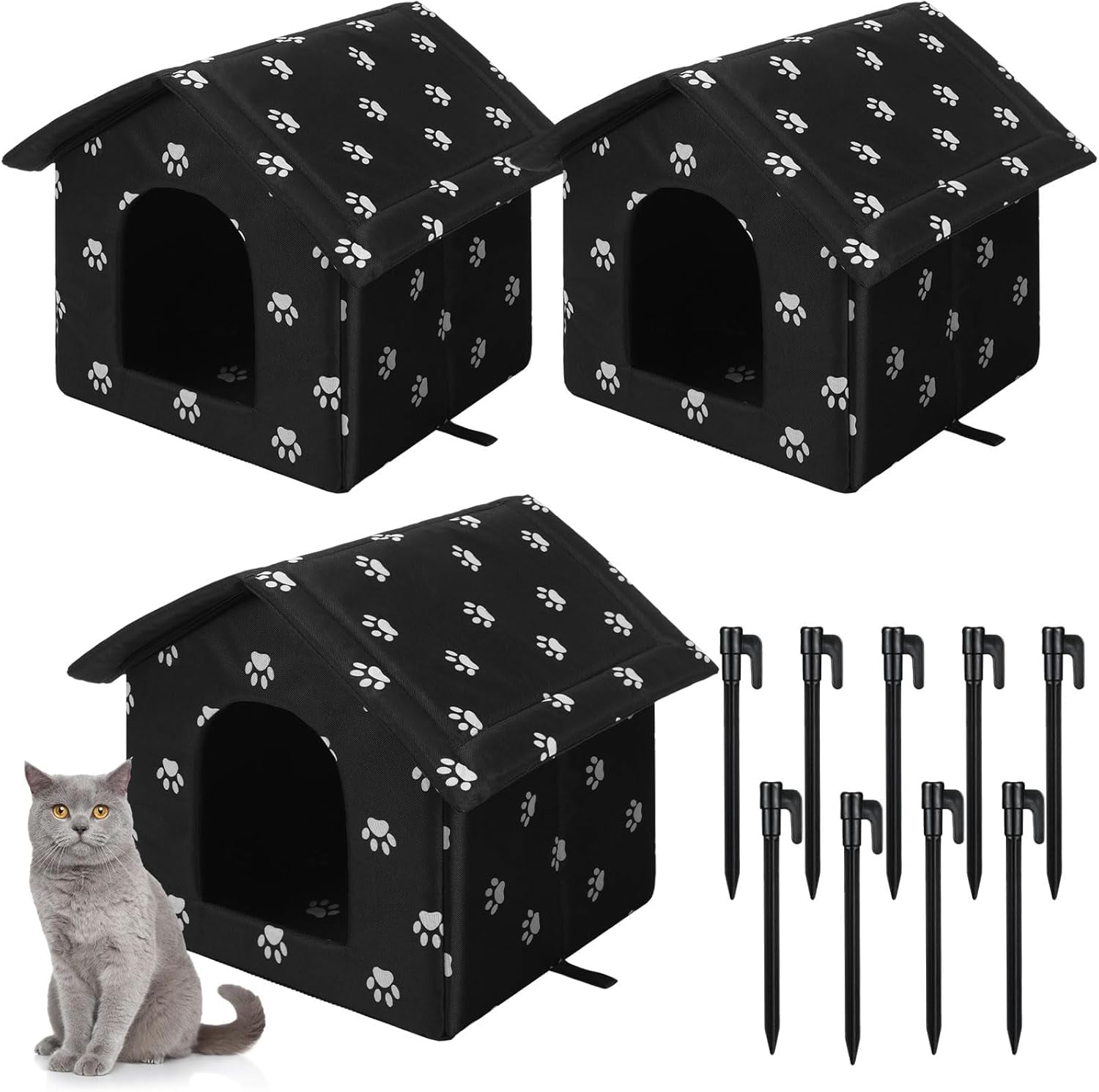 3 count Houses for Outdoor Stray Cats Shelter Weatherproof Outside ...