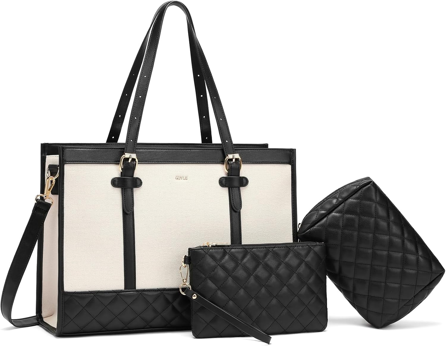 3 count Laptop Bag for Women,15.6 Inch Canvas Tote Bag Work Bags Large ...