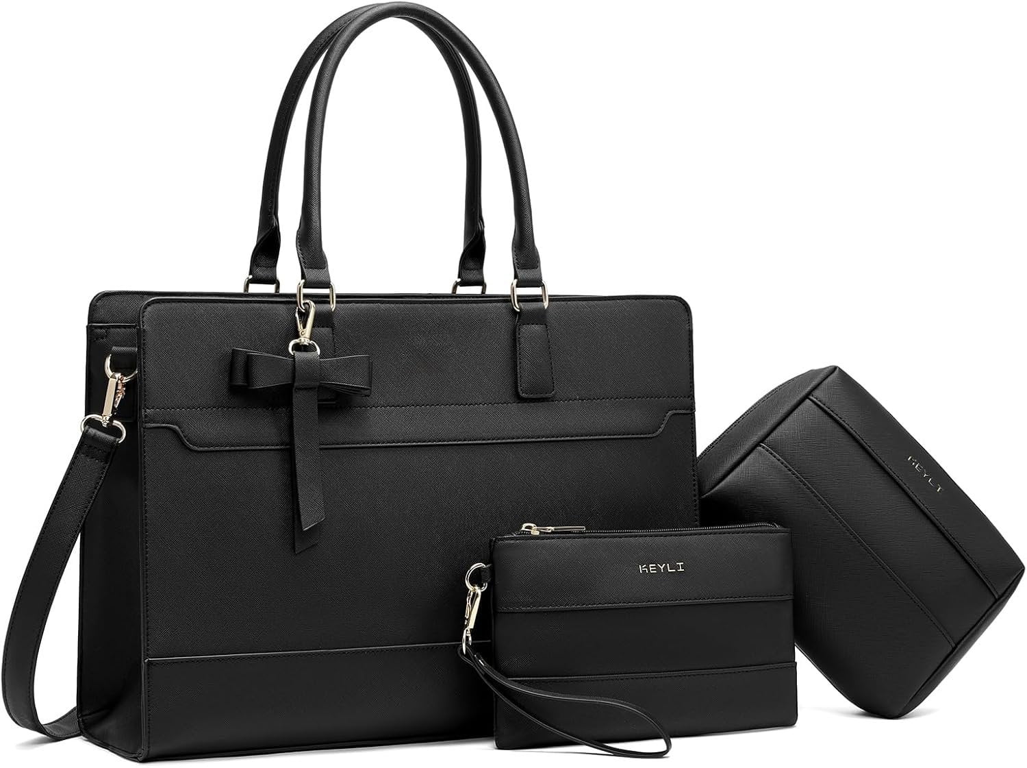 3 count Laptop Bag for Women 15.6 Inch Leather Work Tote Bags ...