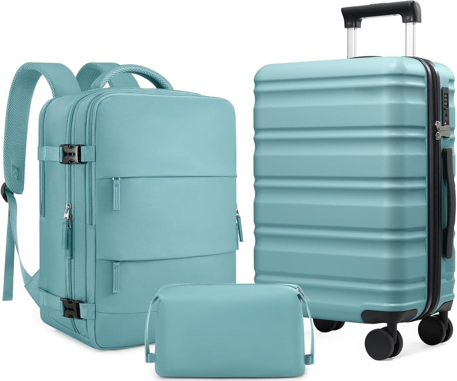 3 count Luggage Set 20 Inch Carry On Suitcase with Spinner Wheels, PC ...