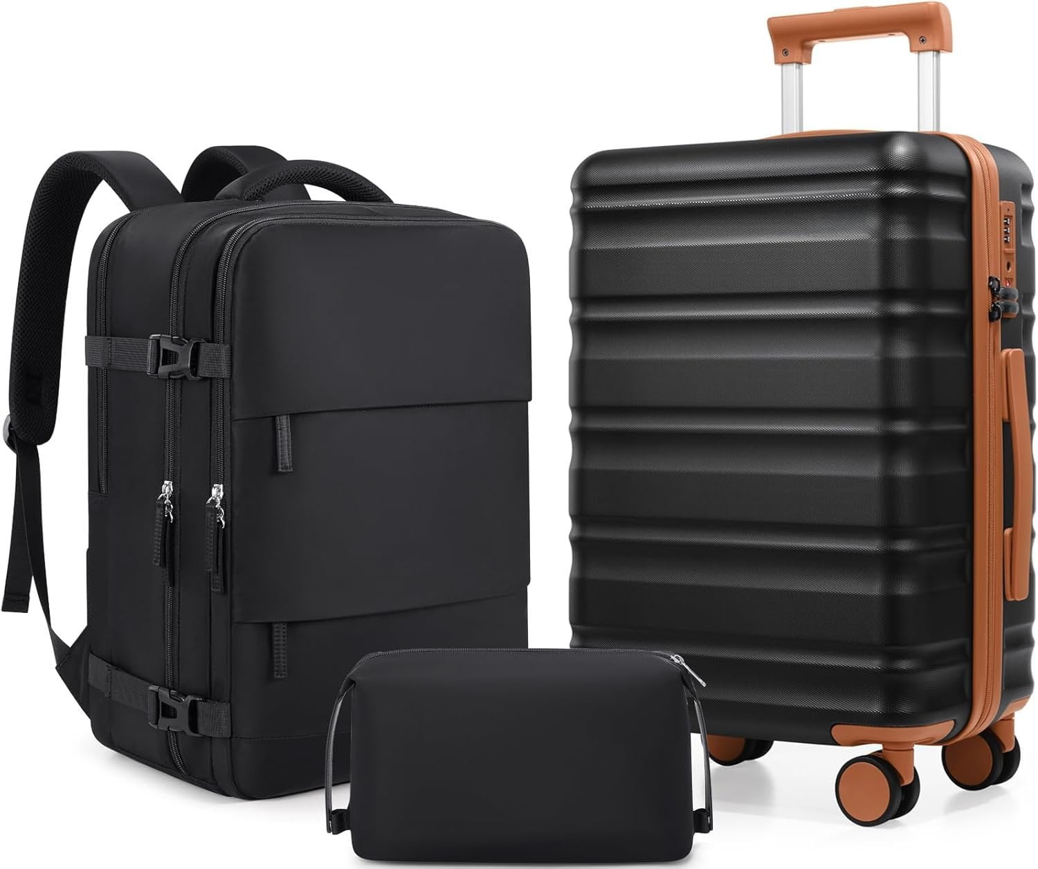 3 count Luggage Set 20 Inch Carry On Suitcase with Spinner Wheels, PC ...
