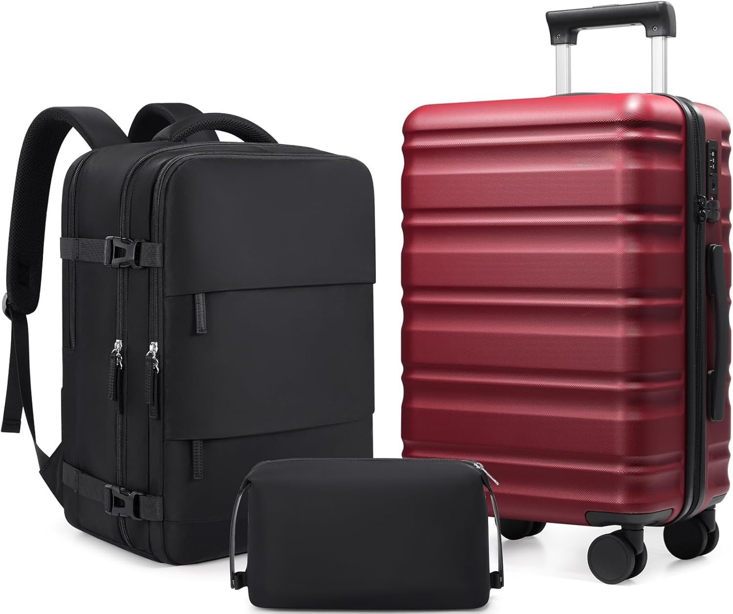 3 count Luggage Set 20 Inch Carry On Suitcase with Spinner Wheels, PC ...