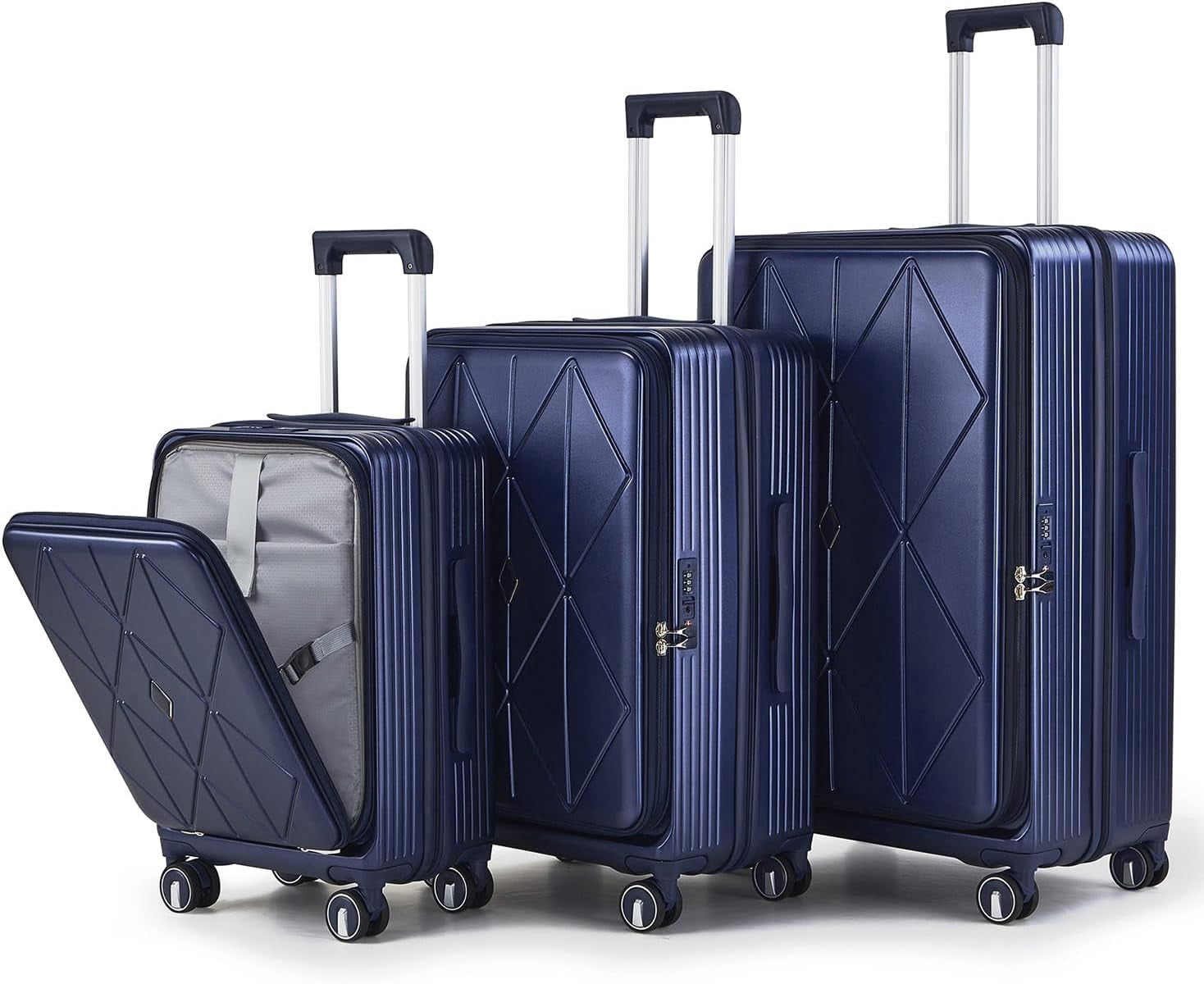 3 count Luggage Set PC Hardshell, Front Opening Expandable Suitcase (20 ...