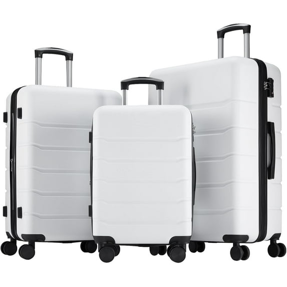 3 count Luggage Set, Spinner Wheels Lightweight Expandable Travel Hard ...
