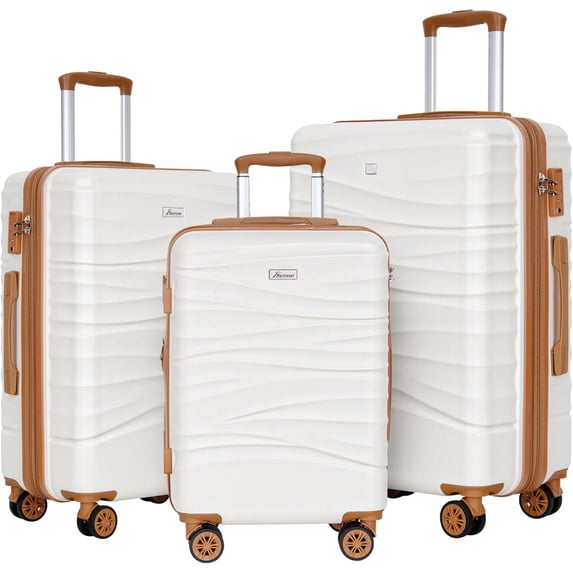 3 count Luggage Sets, Expandable PC+ABS Hardshell Suitcase Set with TSA ...