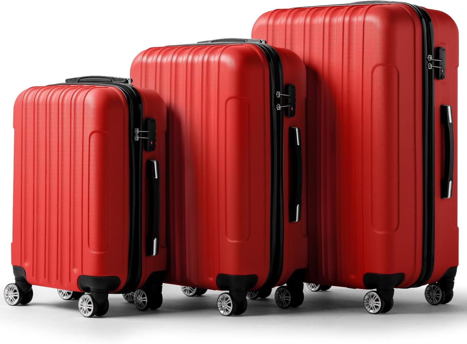 3 count Luggage Sets, Lightweight ABS Suitcase with 4 Spinner Wheels ...