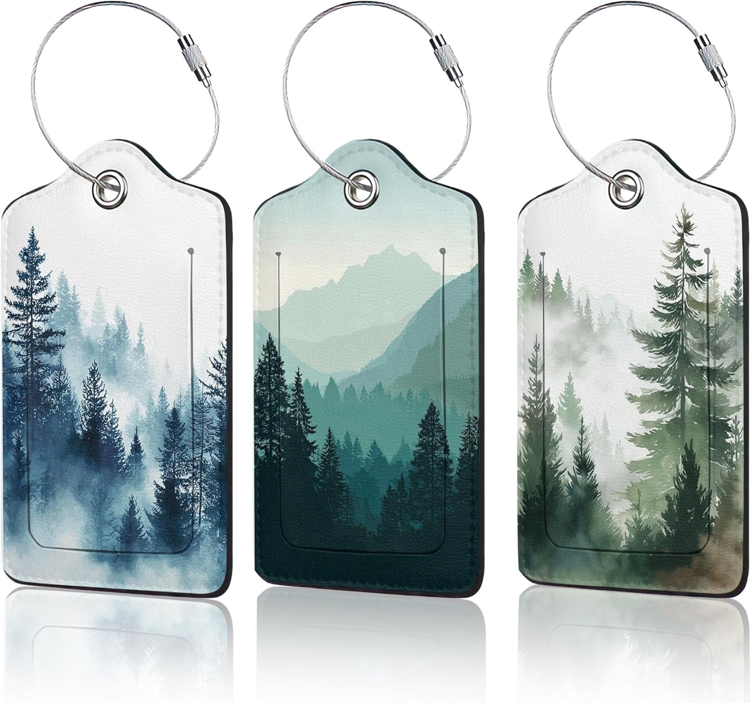 3 count Misty Forest Landscape Luggage Tags,Suitcase Tags Cover ID ...