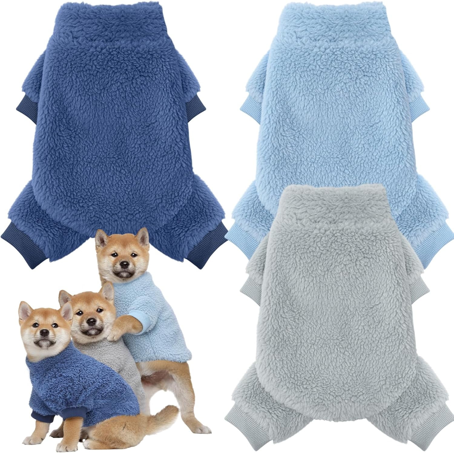 3 count Pajamas Puppy Clothes Winter Coats Elastic Pajamas for Puppy ...