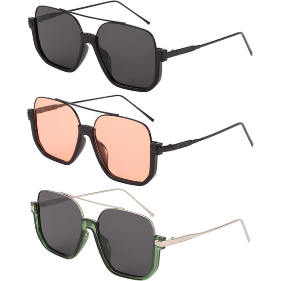 3 count Retro Sunglasses for Women Men, 70s Square Shades Sun Glasses ...