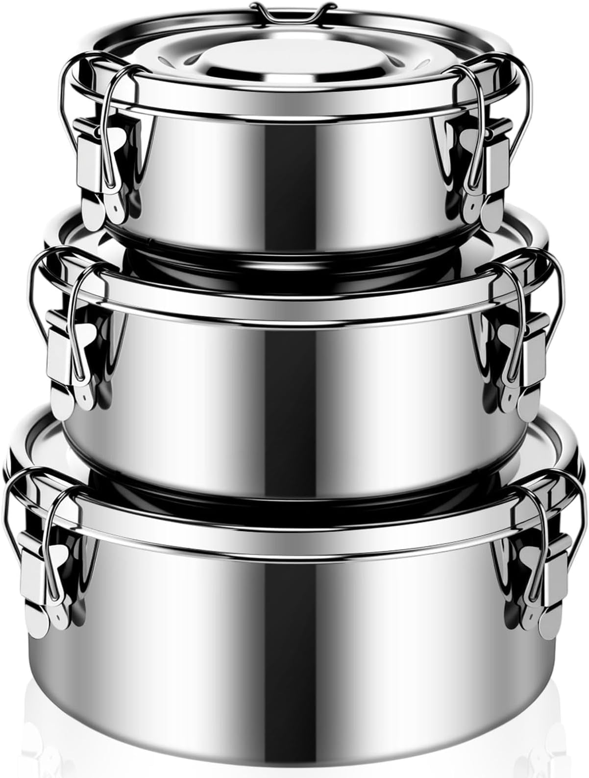 3 count Small Stainless Steel Bento Box 304 Stainless Steel Storage ...