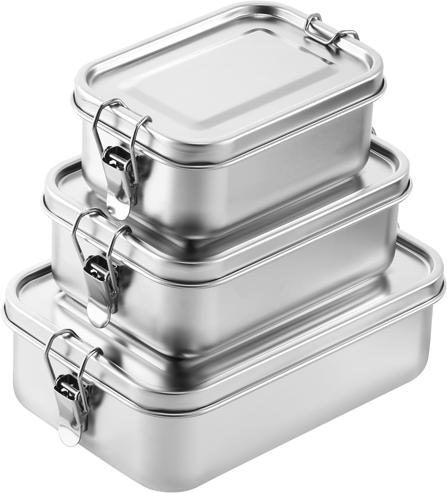 3 count Stainless Containers 850/1400/2400 ml Bento Lunch Box Stainless ...