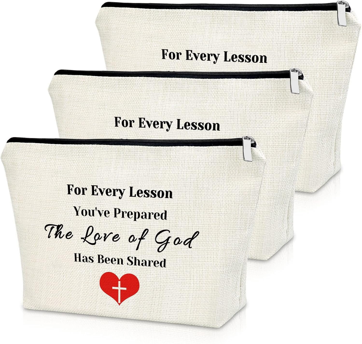 3 count Sunday School Teacher Appreciation Gifts Makeup Bag Thank You ...
