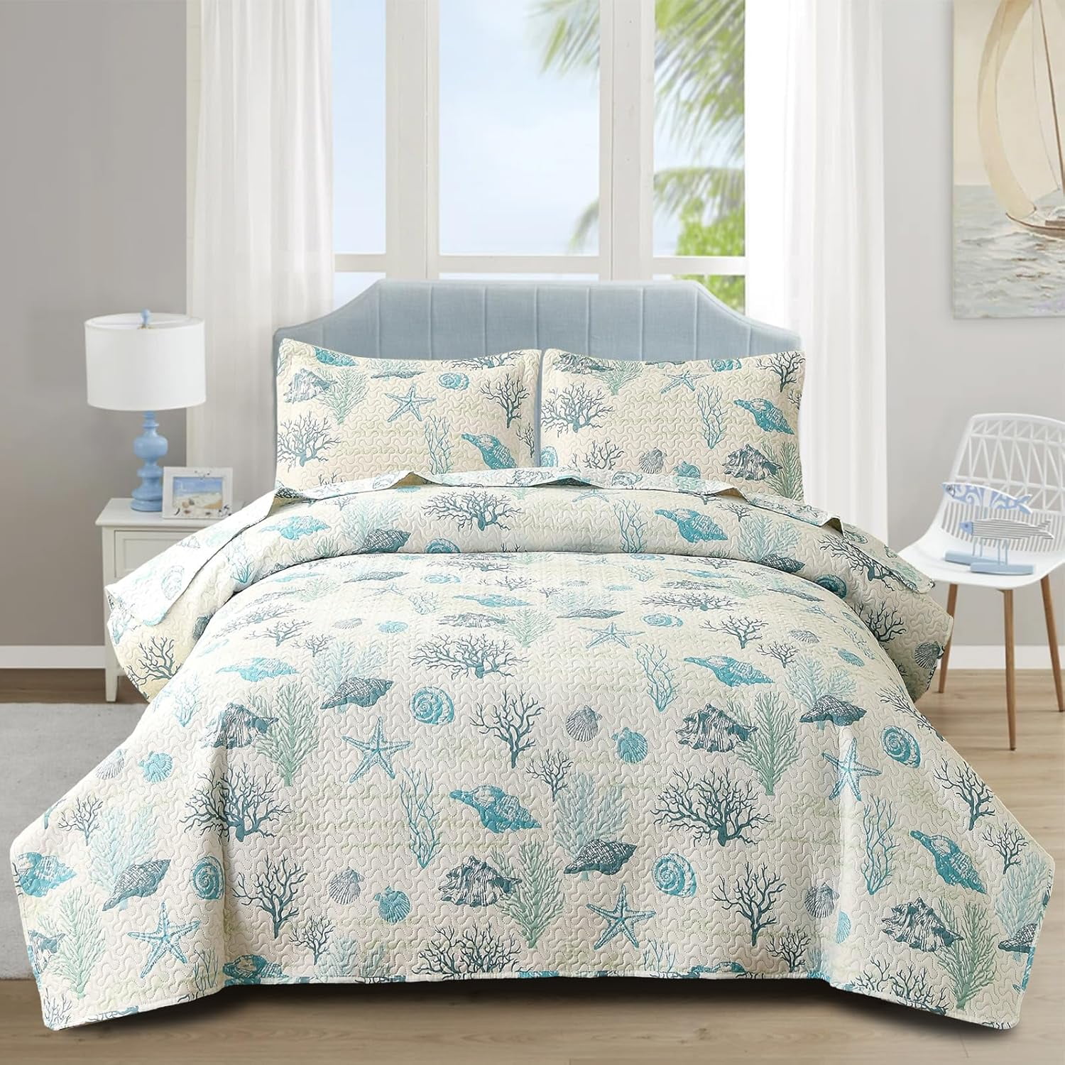 3 count Theme Quilts Set Full/ Size Lightweight Coastal Bedding Beach ...