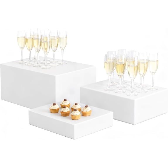 3 count White Buffet Risers 10" 12" 14" Risers Display Stands Catering ...