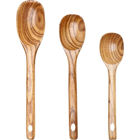 3 count Wooden Spoons for Cooking Spoon Set Cooking Utensils Serving ...