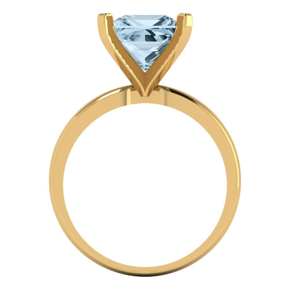 3 ct Princess Cut Natural Aquamarine Solitaire Engagement Ring for ...