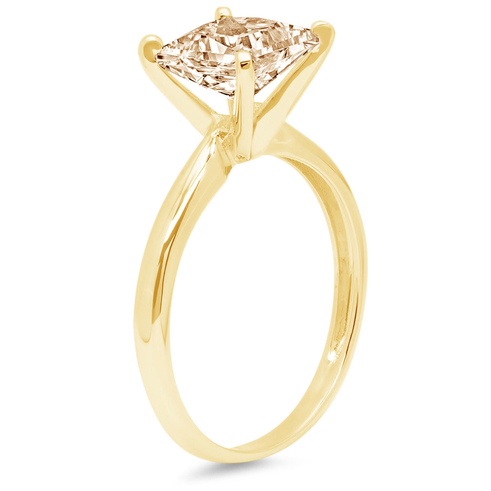 3 ct Princess Cut Natural Morganite Solitaire Engagement Ring for Women ...