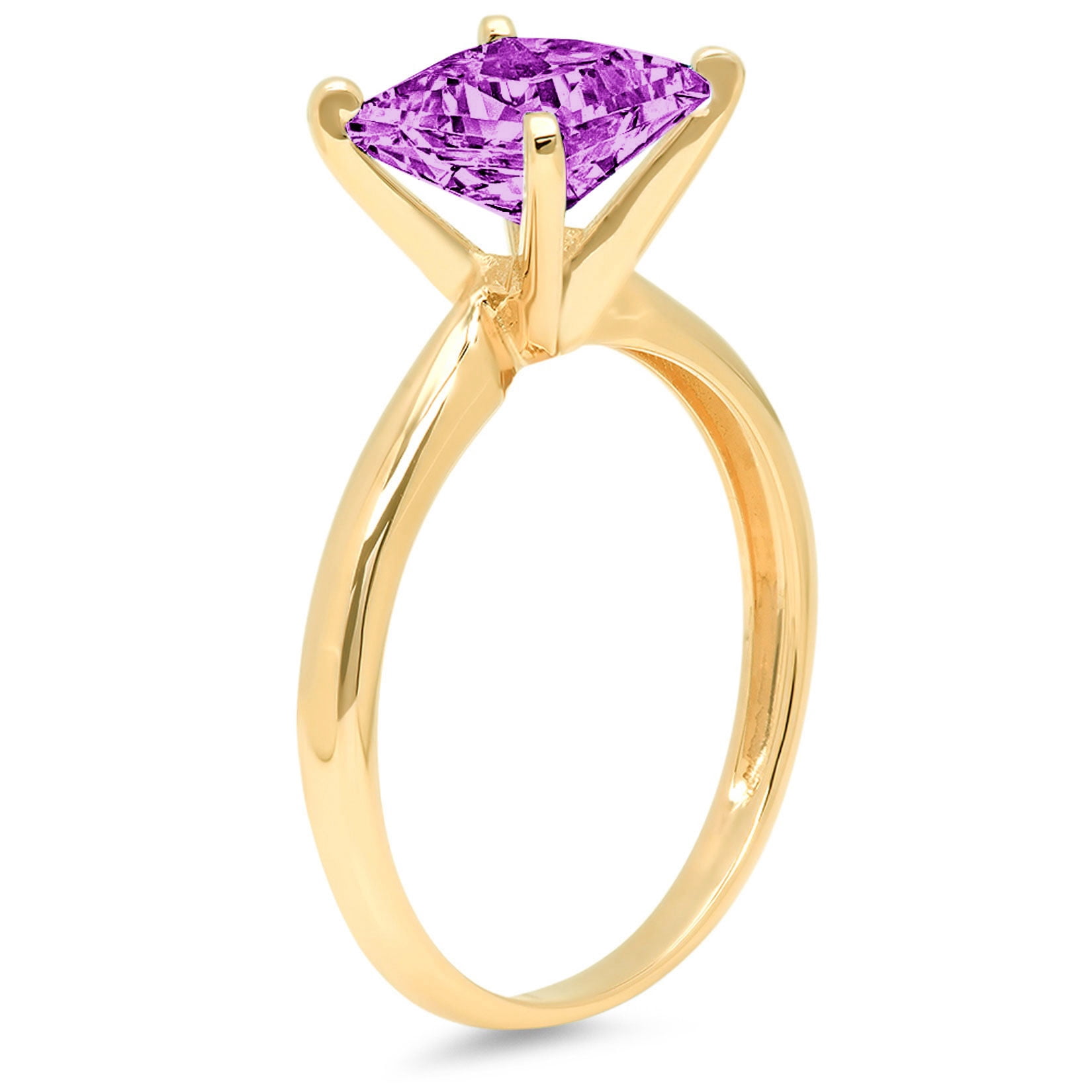 3 ct Princess Cut Simulated Alexandrite Solitaire Engagement Ring for ...