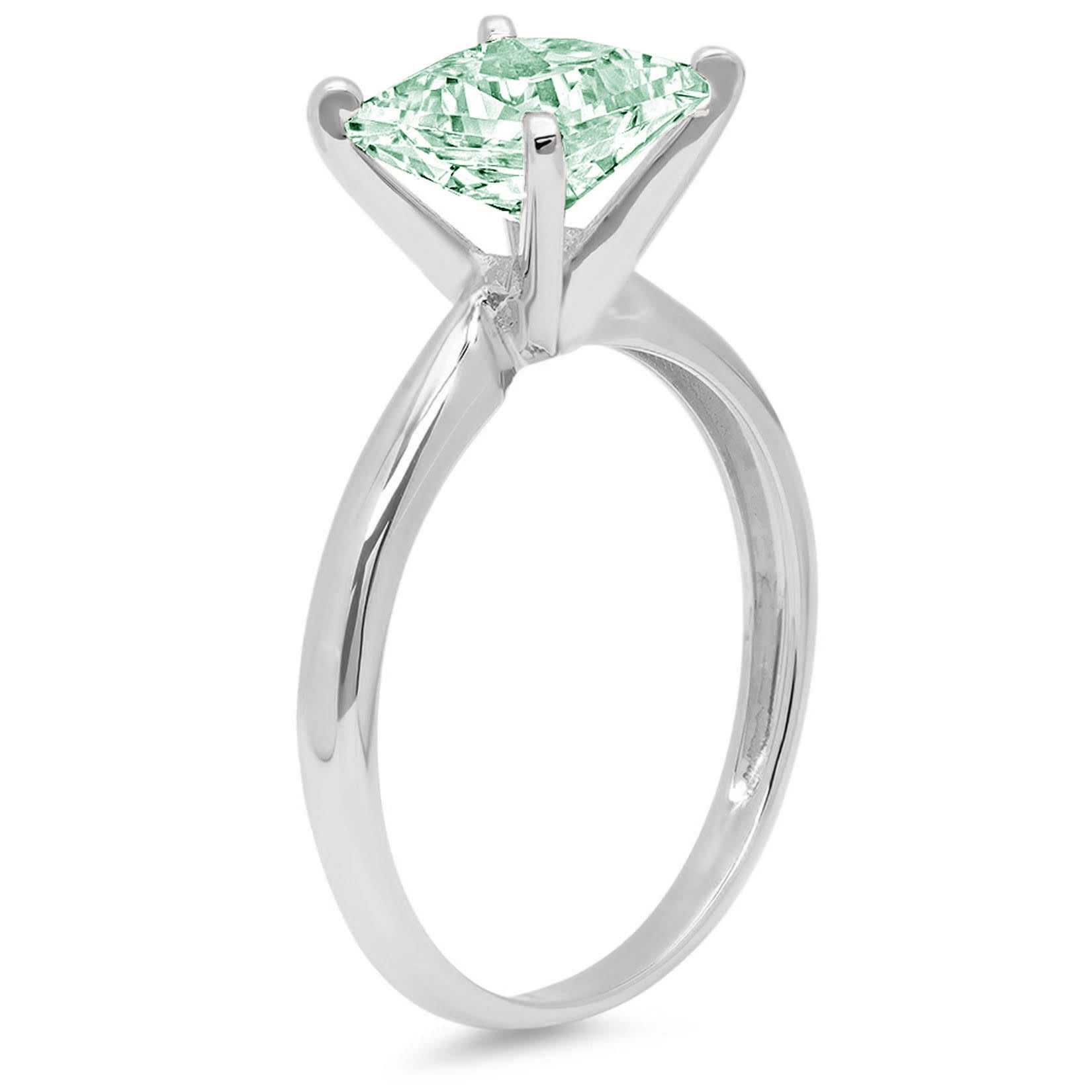3 ct Princess Cut Simulated Green Diamond Solitaire Engagement Ring for ...