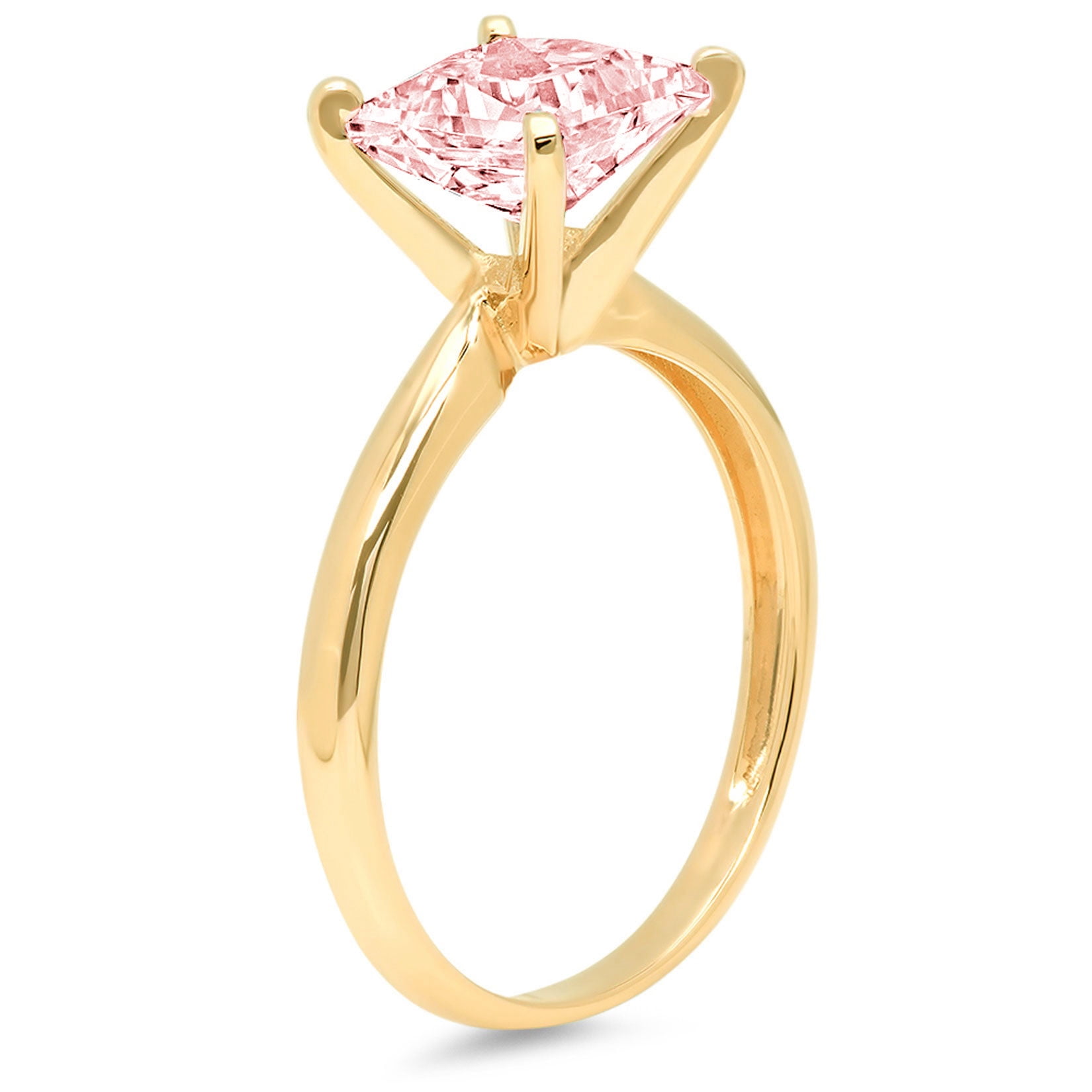 3 ct Princess Cut Simulated Pink Diamond Solitaire Engagement Ring for ...