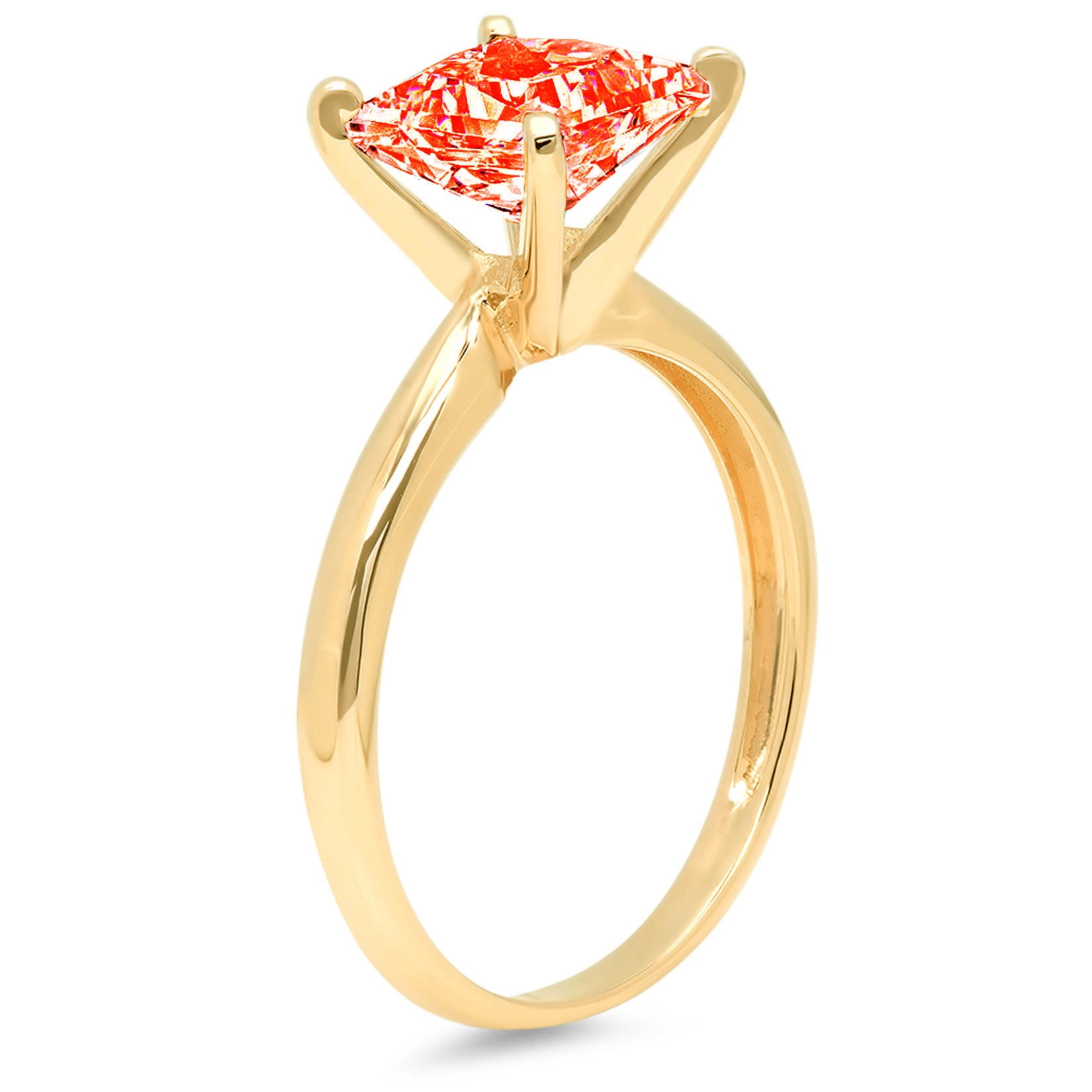 3 ct Princess Cut Simulated Red Diamond Solitaire Engagement Ring for ...