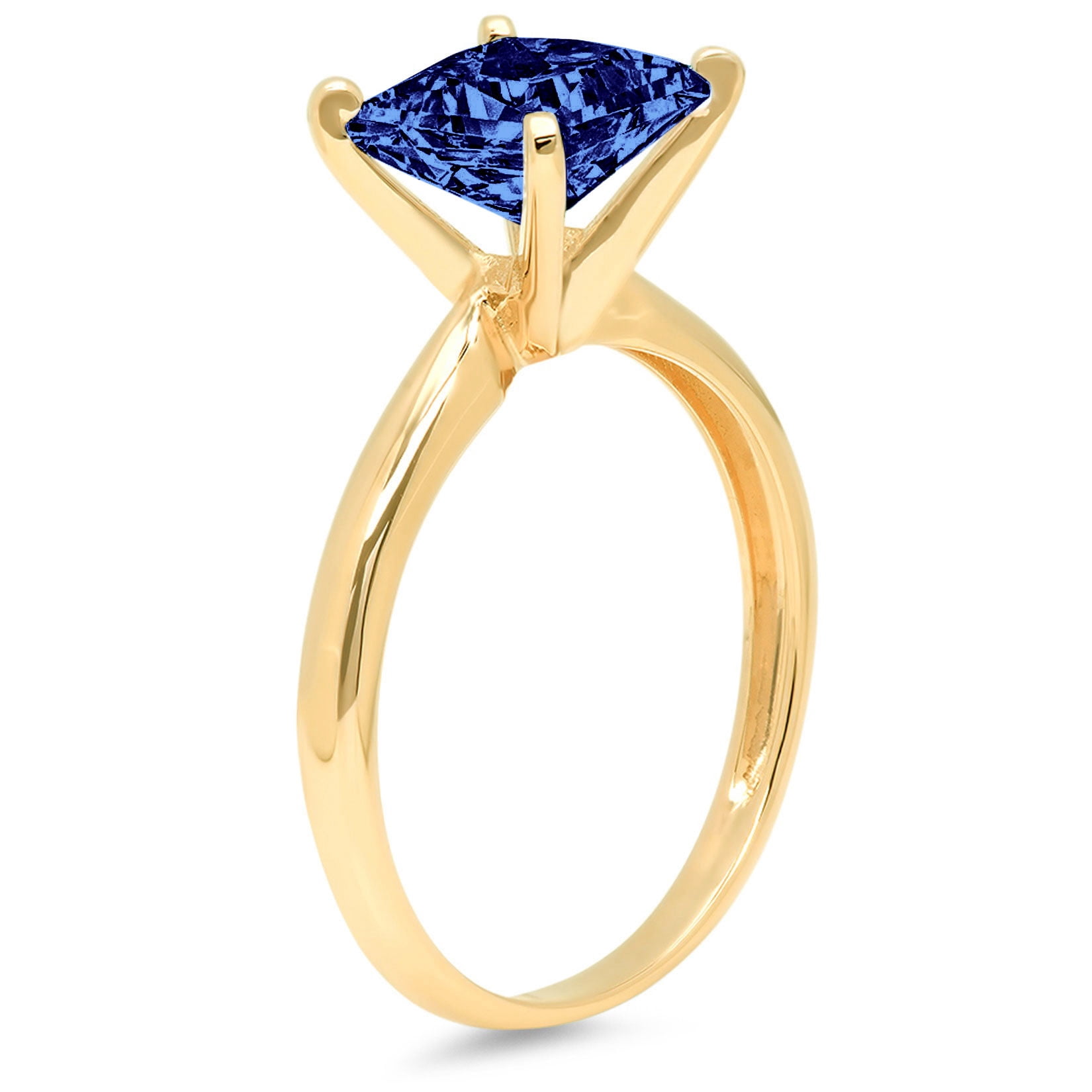 3 ct Princess Cut Simulated Tanzanite Solitaire Engagement Ring for ...