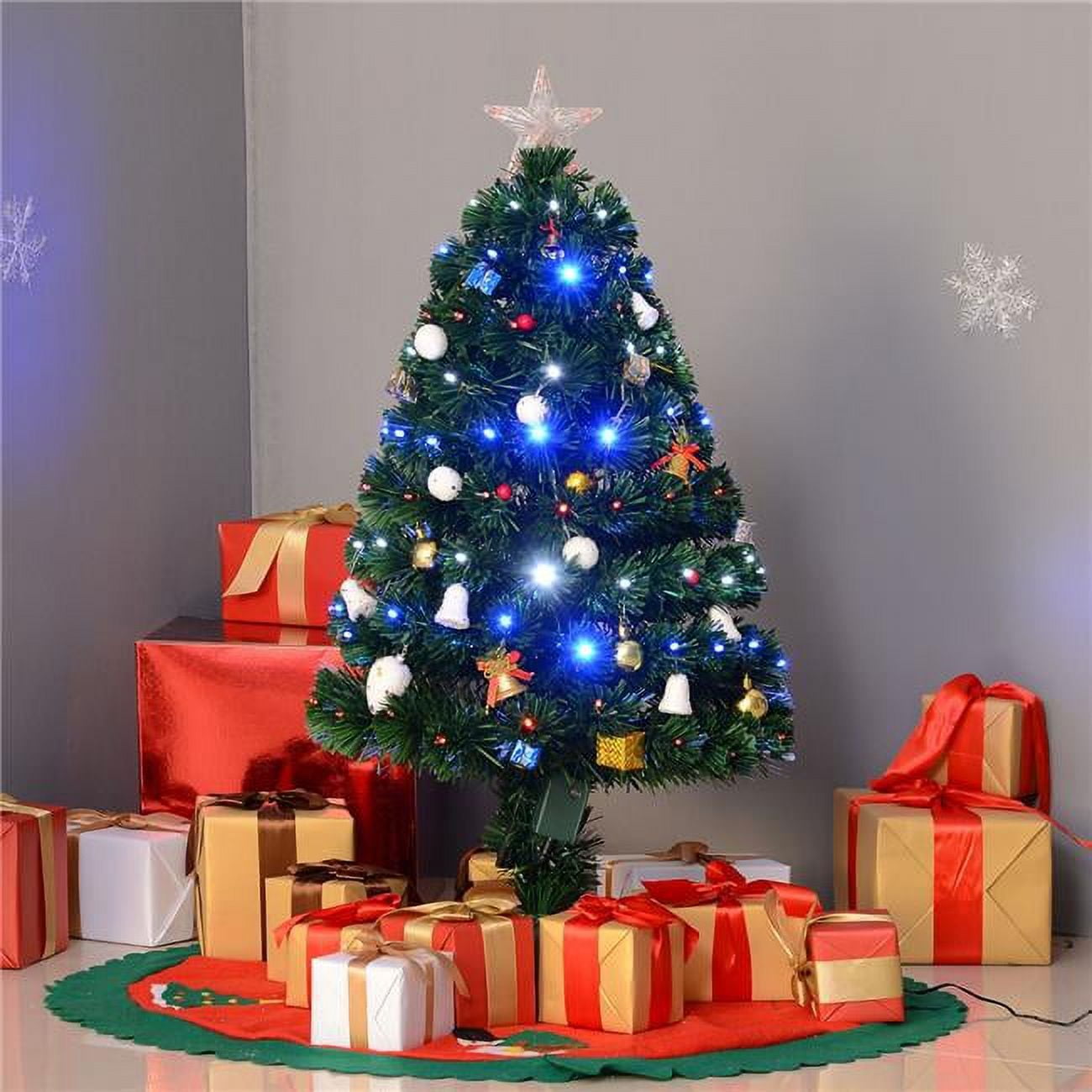 OMG 3 ft. Artificial Christmas Tree with Lights, Green, Sturdy Stand ...