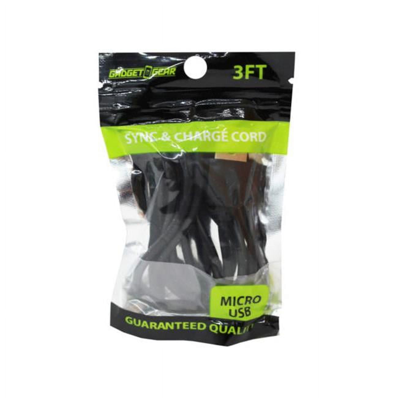 3 ft. Gadget Gear Micro USB Cable in Bag Assorted, Black & White - Pack ...