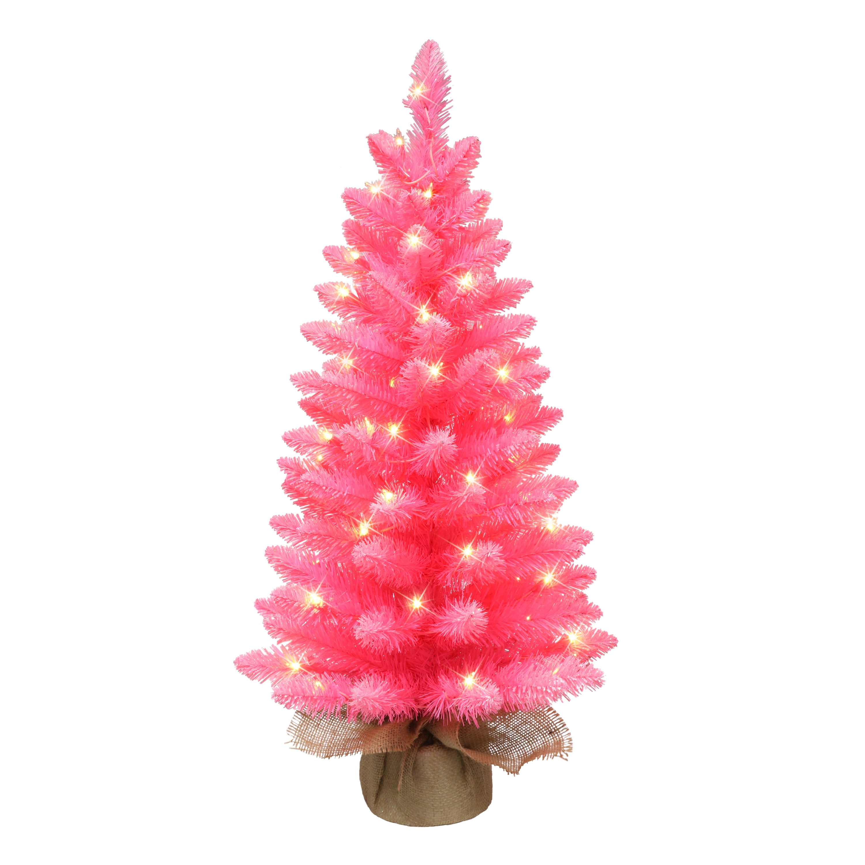 3 ft Pre-lit Fashion Pink Tree 97 Tips 50 UL Clear Incandescent Lights ...
