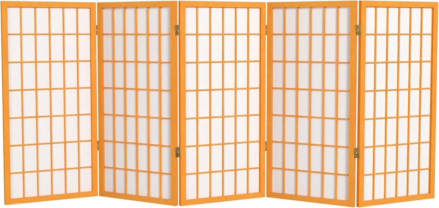 3 ft. Short Window Pane Shoji Screen - Honey - 5 Panels - Walmart.com