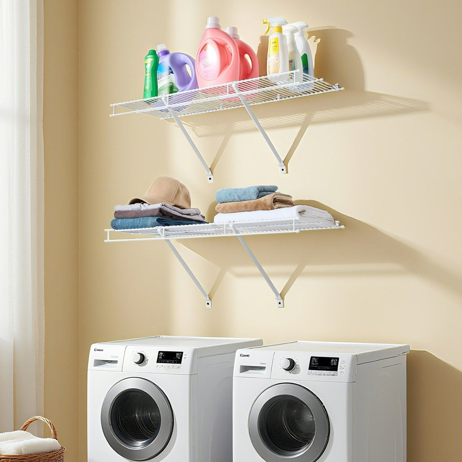 3 ft Wall Mounted Wire Shelf Kit Set of 2 Heavy Duty Carbon Steel ...