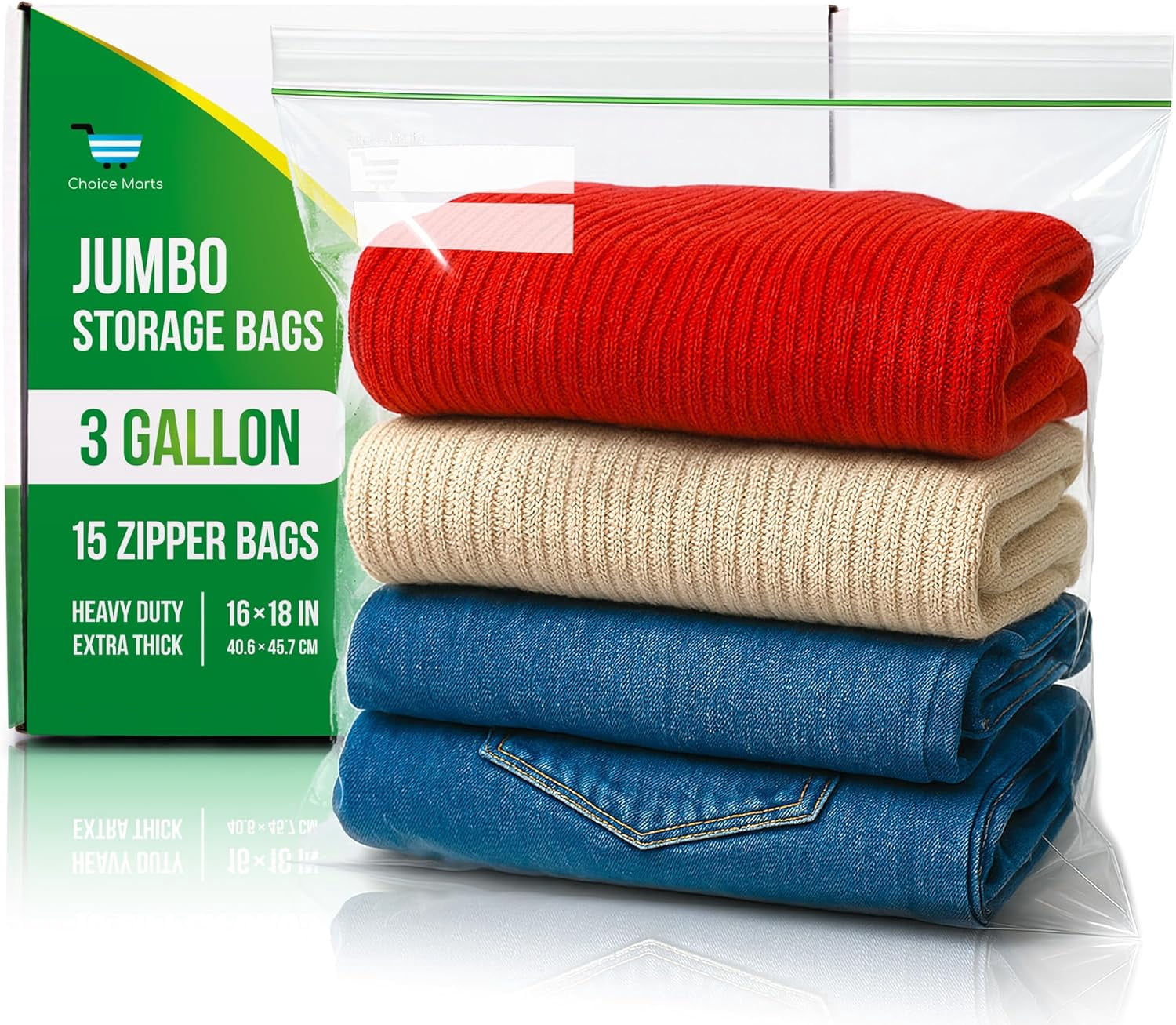 3 gallon storage bags - 15 pieces, extra sturdy and durable, 2 mil ...