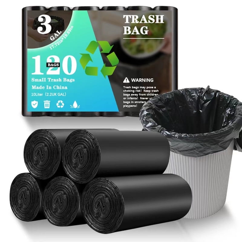 3 gallon trash bags, 120 strong black rubbish bags, 10 litre bin liners ...