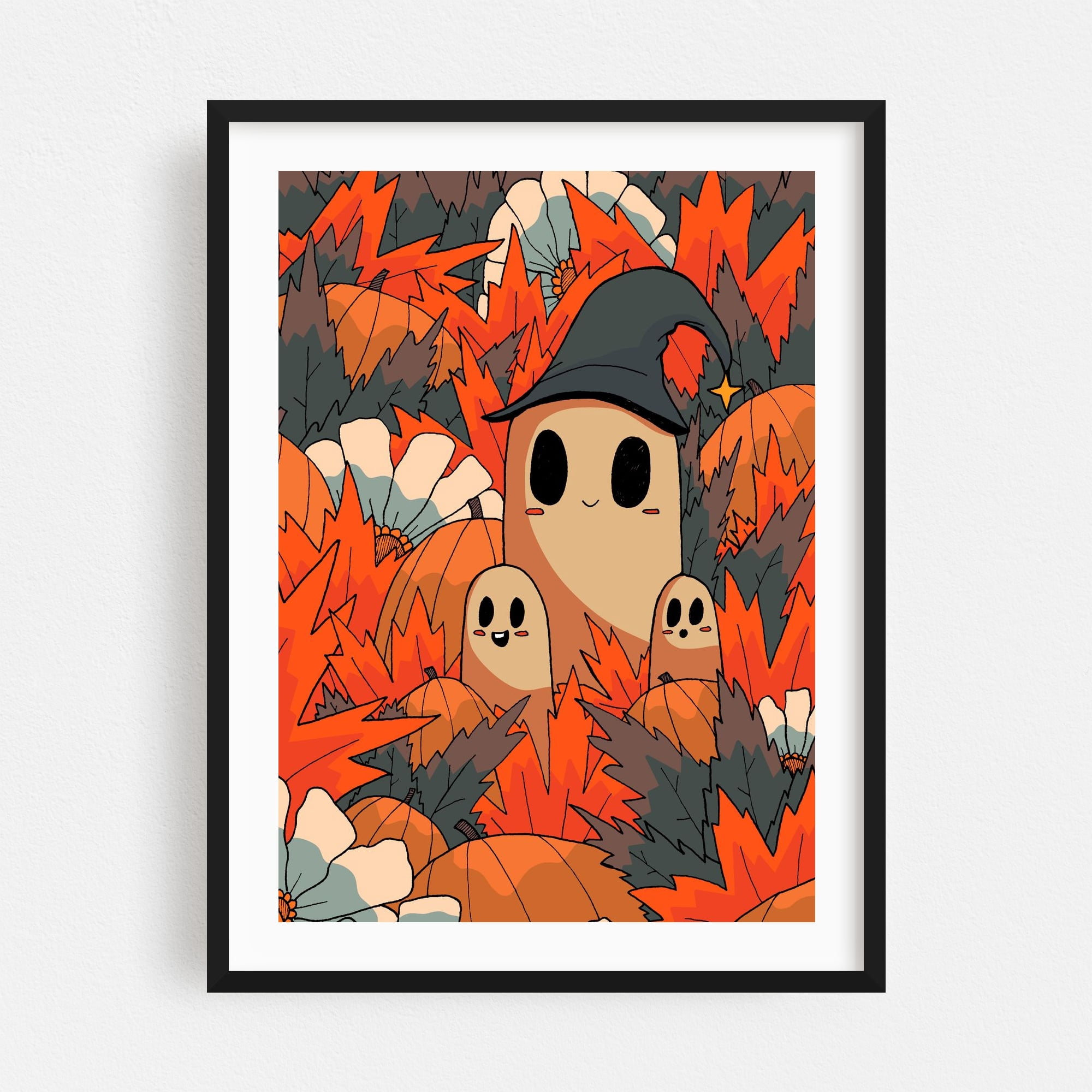 3 happy ghosts - Illustration Halloween Spooky Whimsical Autumn Creepy ...