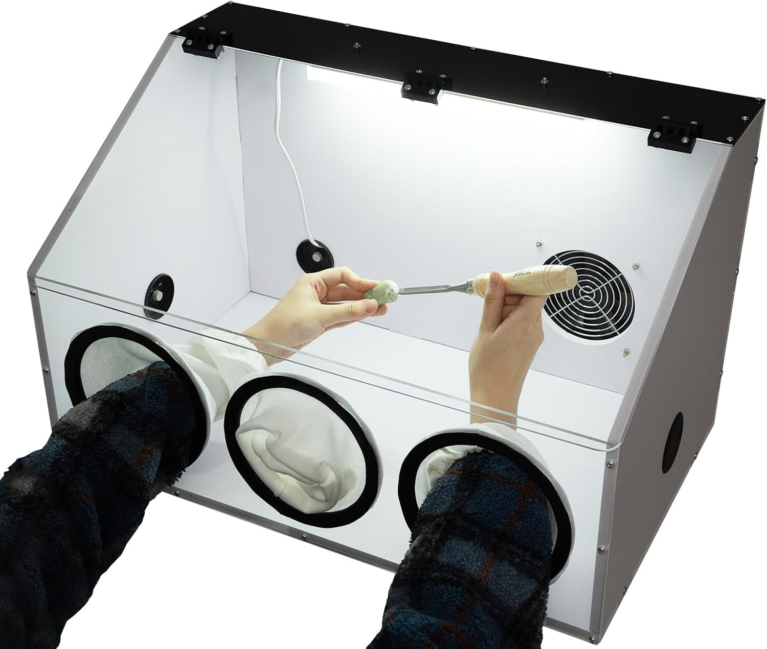 3-hole Fully Enclosed Electric Grinding Table Polisher, Acrylic Cover ...