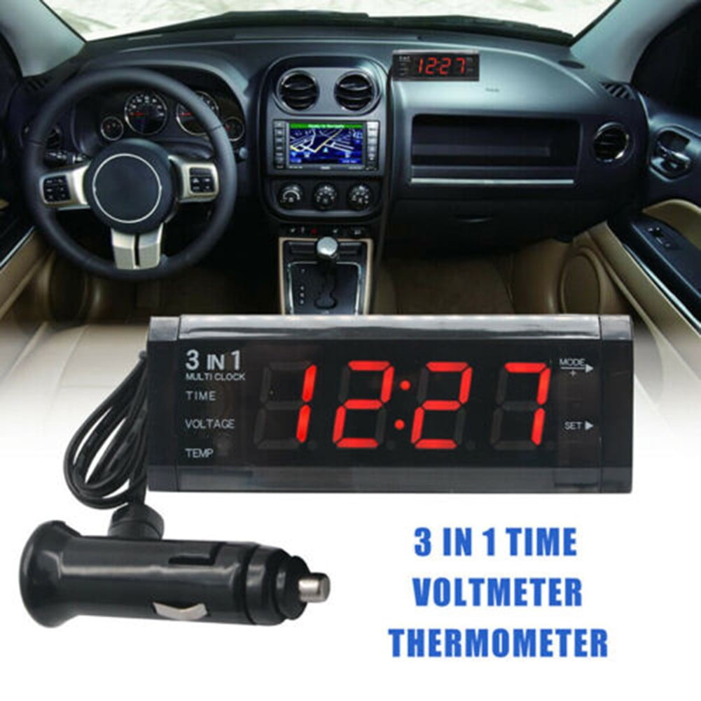 3-in-1 12V Car Kit LED Thermometer + Monitor Voltmeter + Digital ...