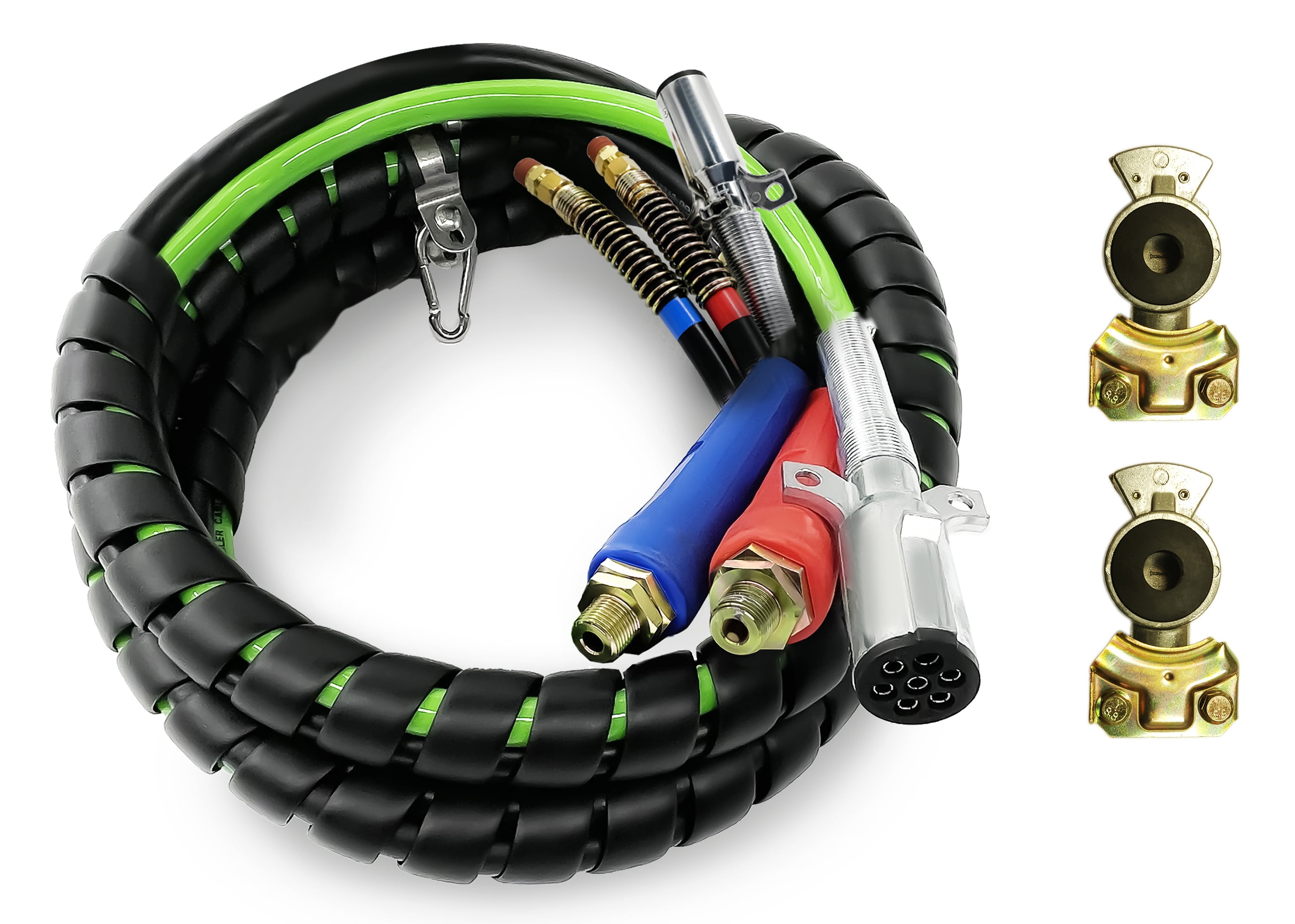 3 in 1 15ft ABS & Air Line Hose Wrap 7 Way Electrical Cable & Gladhands ...