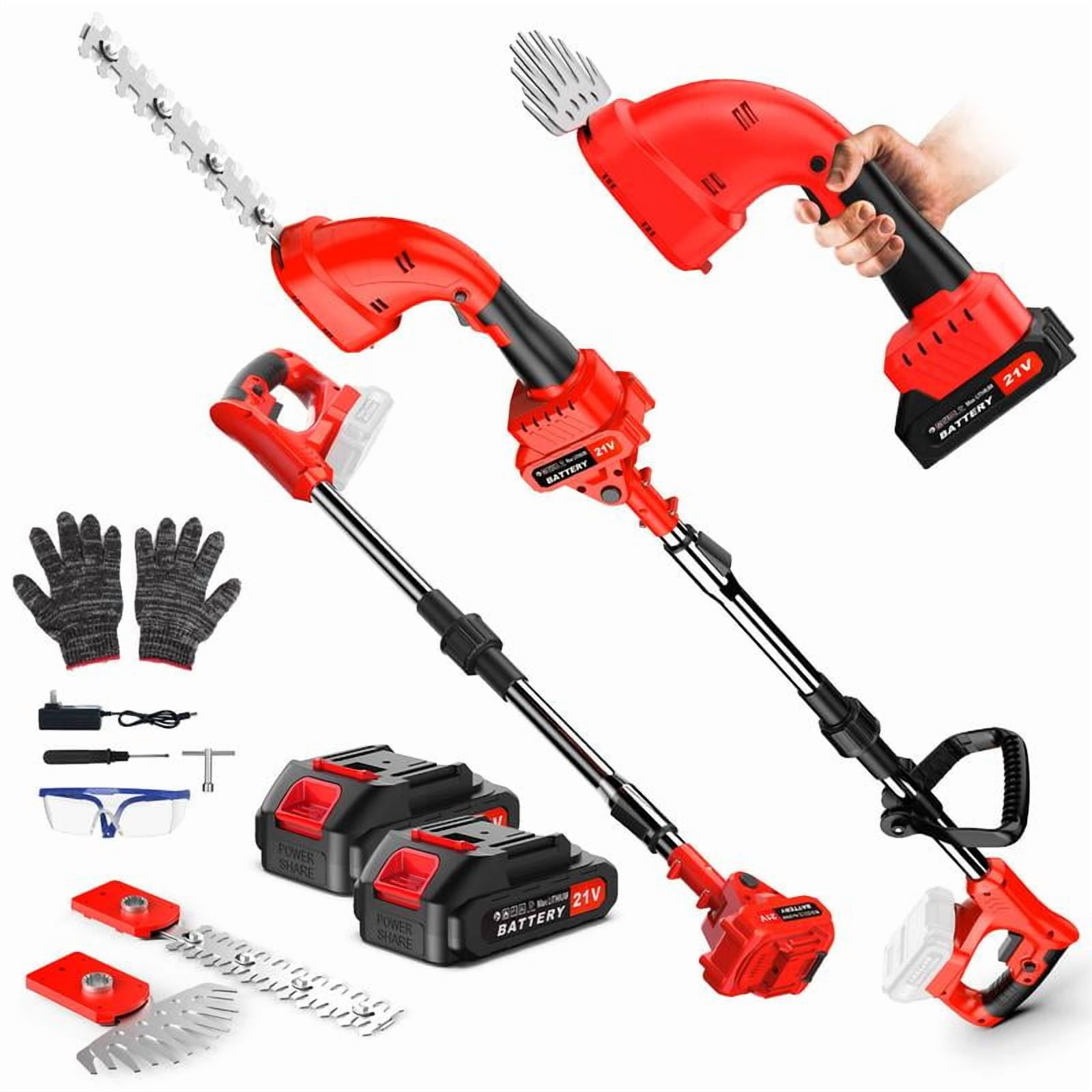 3-in-1 21V Electric Hedge Trimmer & Grass Shear with Telescoping 6 Feet ...