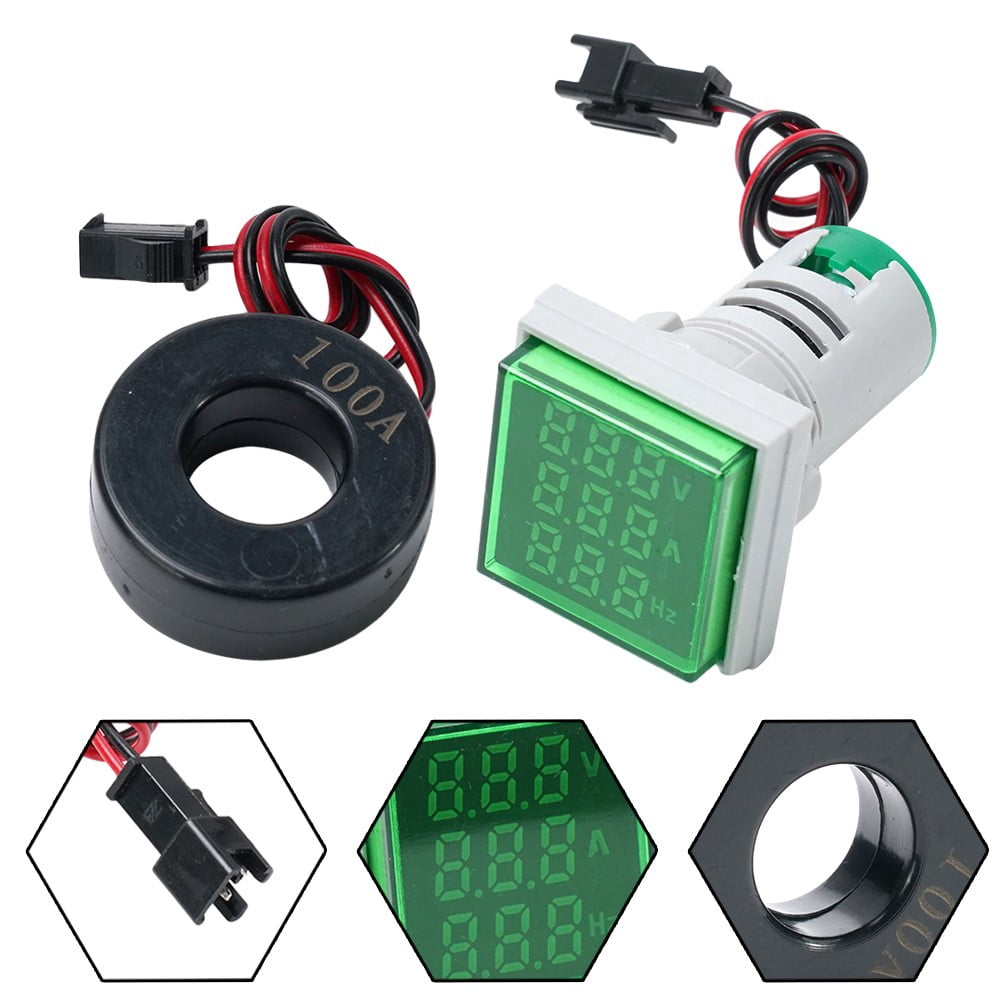 3-in-1 22mm Digital Voltmeter Ammeter60-500v Ac 0-100ahz Current ...
