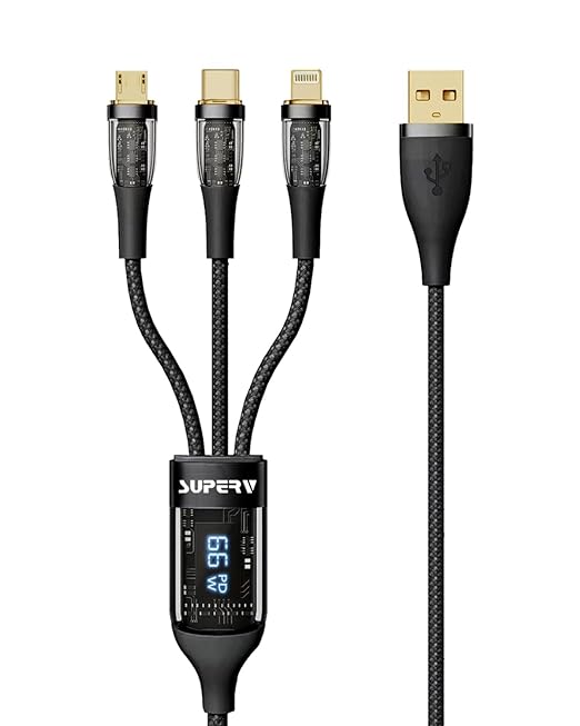 3 in 1 3.3ft/120cm Fast Charging Premium Nylon Braided Cable - USB A to ...