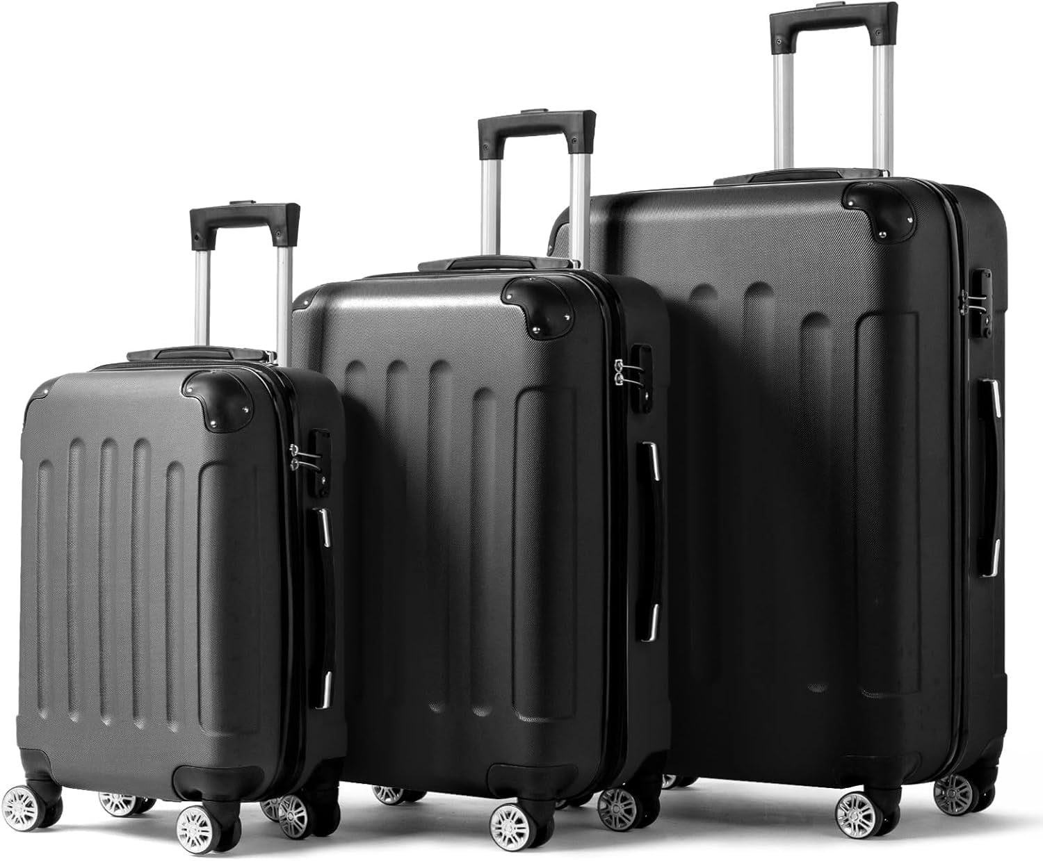 3-in-1 ABS Hardshell Luggage Set with Spinner Wheels - 20"/24"/28 ...