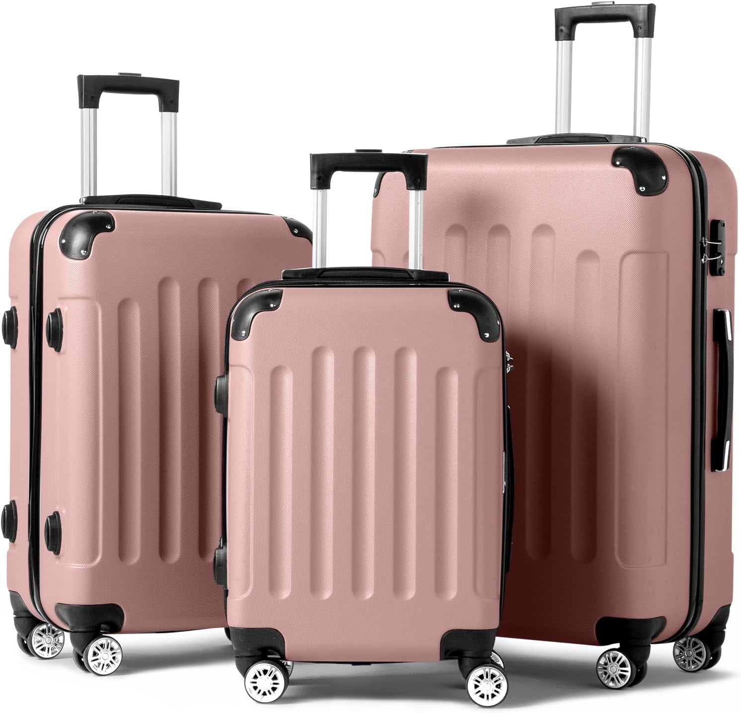 3-in-1 ABS Hardshell Luggage Set with Spinner Wheels - 20"/24"/28 ...